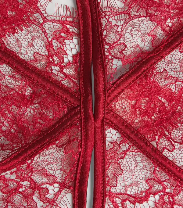 Kiki De Montparnasse Lace-insert Garter Belt - Red