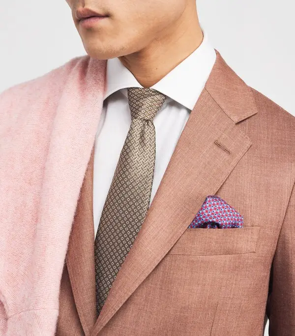 Canali Silk Jacquard Neck Tie - Beige