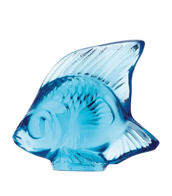 Lalique Crystal Fish Sculpture - Blue