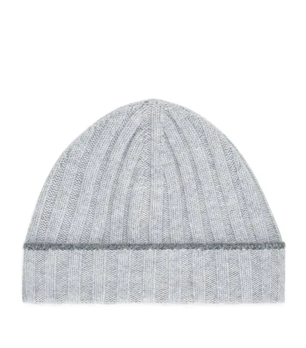 Brunello Cucinelli Cashmere Ribbed Beanie - Grey