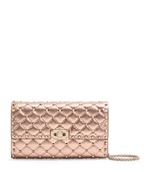 Valentino Garavani Leather Rockstud Spike Shoulder Bag - Nude