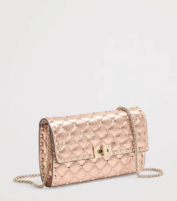 Valentino Garavani Leather Rockstud Spike Shoulder Bag - Nude