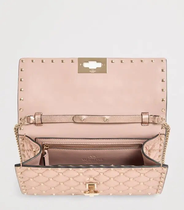 Valentino Garavani Leather Rockstud Spike Shoulder Bag - Nude
