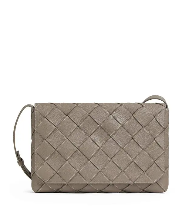 Bottega Veneta Large Leather Diago Cross-body Bag - Grey