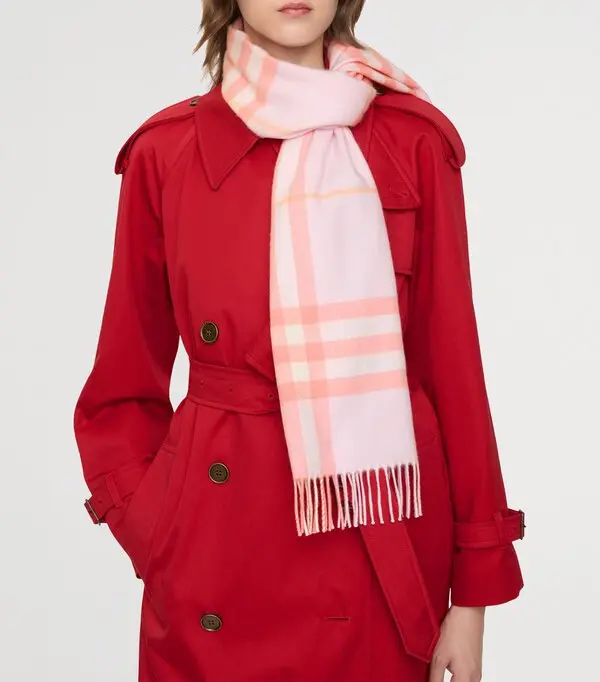Burberry Cashmere Check Scarf - Pink