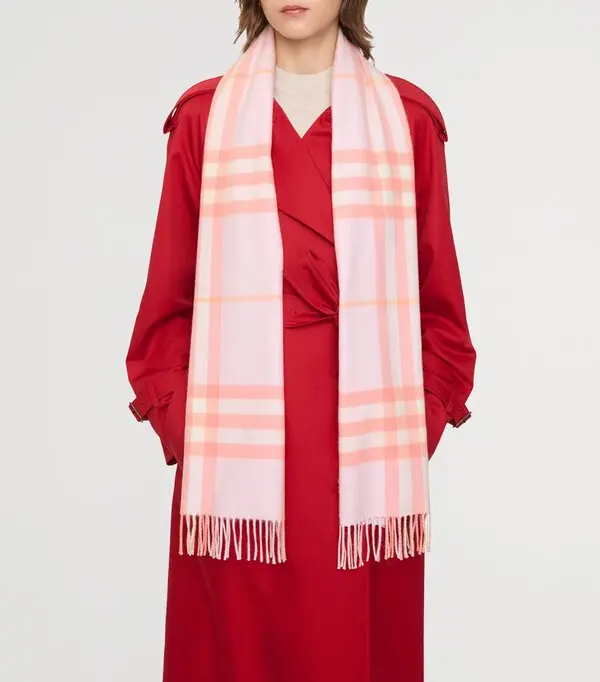 Burberry Cashmere Check Scarf - Pink