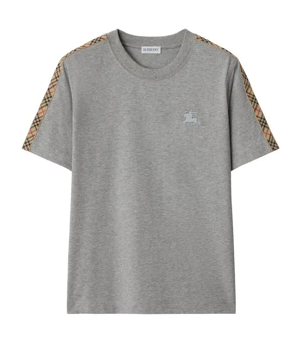 Burberry Check-trim Equestrian Knight T-shirt - Grey