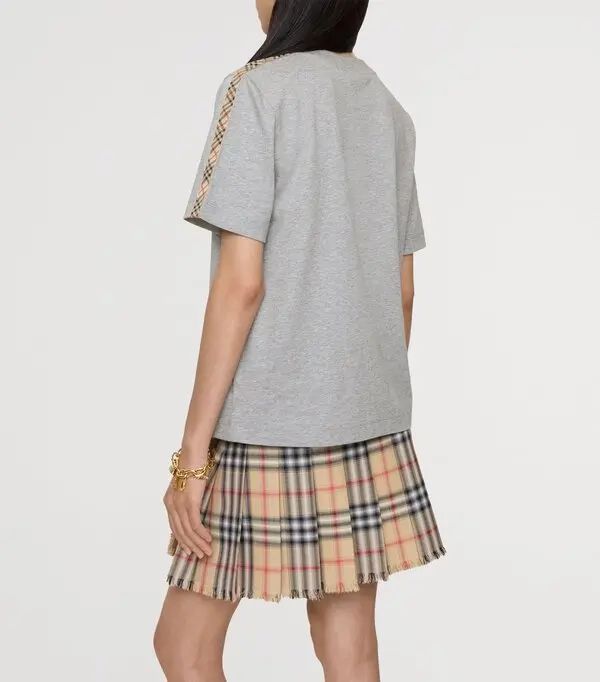 Burberry Check-trim Equestrian Knight T-shirt - Grey
