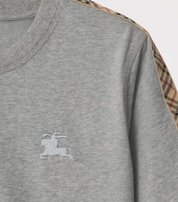 Burberry Check-trim Equestrian Knight T-shirt - Grey