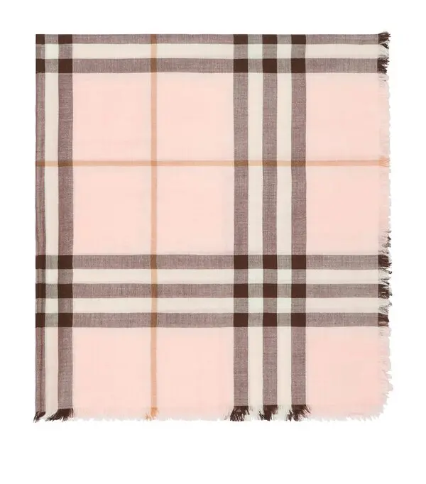 Burberry Wool-silk Reversible Check Scarf - Pink