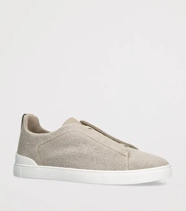 Zegna Cotton-linen Triple Stitch Sneakers - Grey