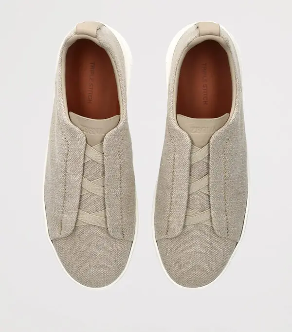 Zegna Cotton-linen Triple Stitch Sneakers - Grey