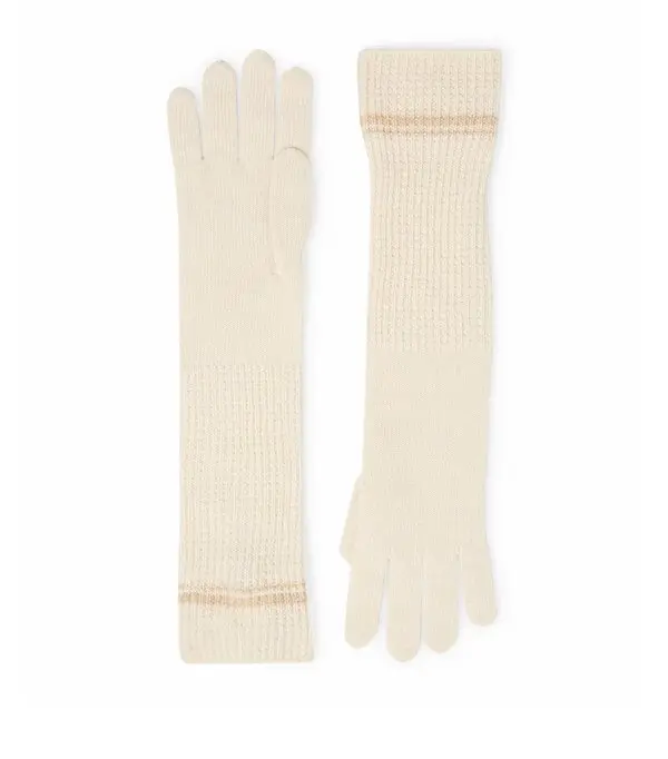 Eleventy Wool-cashmere Knitted Gloves - White