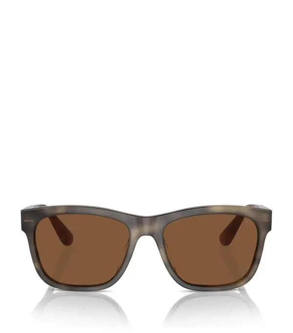 Brunello Cucinelli Titanium Square Frame Sunglasses - Brown