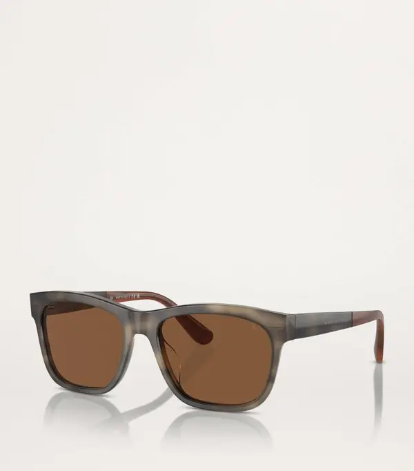 Brunello Cucinelli Titanium Square Frame Sunglasses - Brown