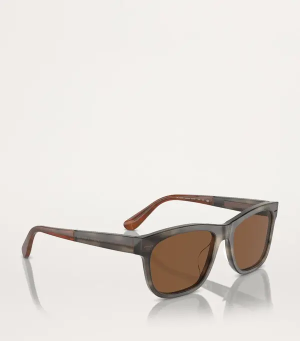 Brunello Cucinelli Titanium Square Frame Sunglasses - Brown