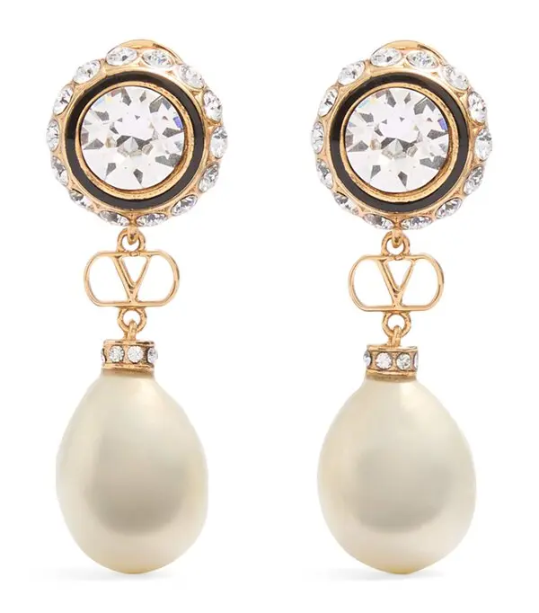 Valentino Garavani Vlogo Signature Pearl Earrings - Gold