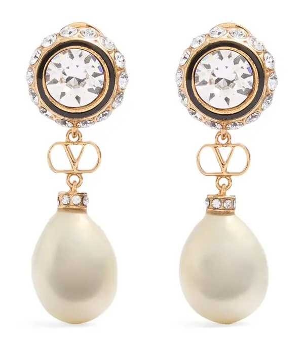 Valentino Garavani Crystal Vlogo Signature Earrings - Gold