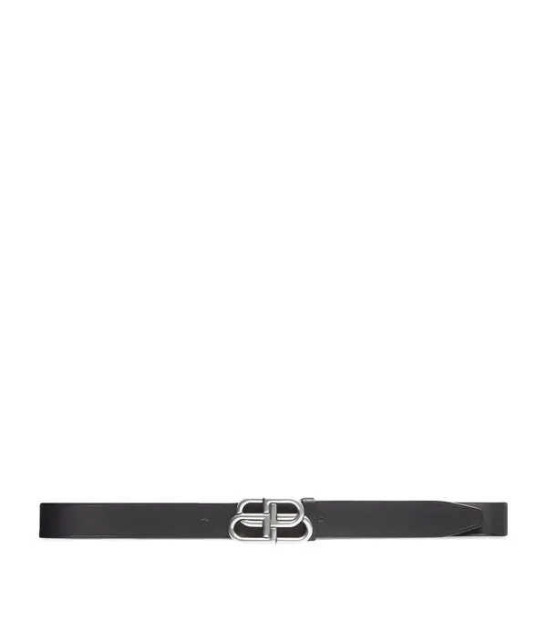 Balenciaga Leather Logo Belt - Black