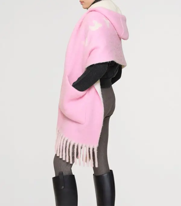 Burberry Wool-blend Logo Hooded Scarf - Pink