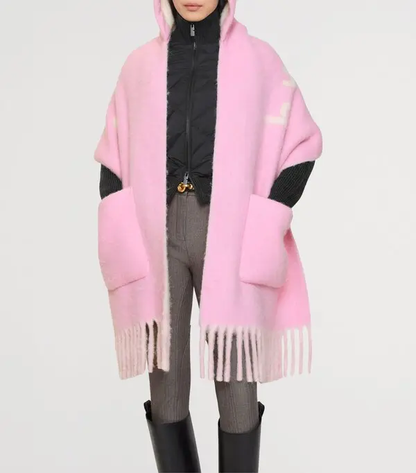 Burberry Wool-blend Logo Hooded Scarf - Pink