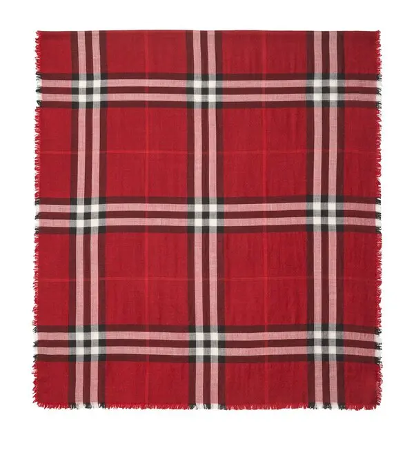 Burberry Wool-silk Reversible Check Scarf - Red