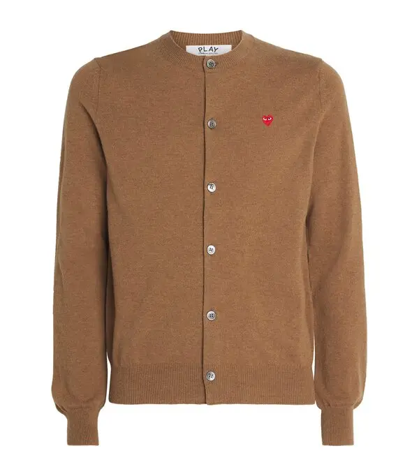 Play Comme Des Garcon Wool Cardigan With Heart Logo