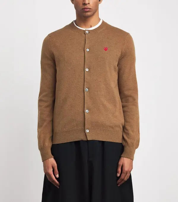 Play Comme Des Garcon Wool Cardigan With Heart Logo