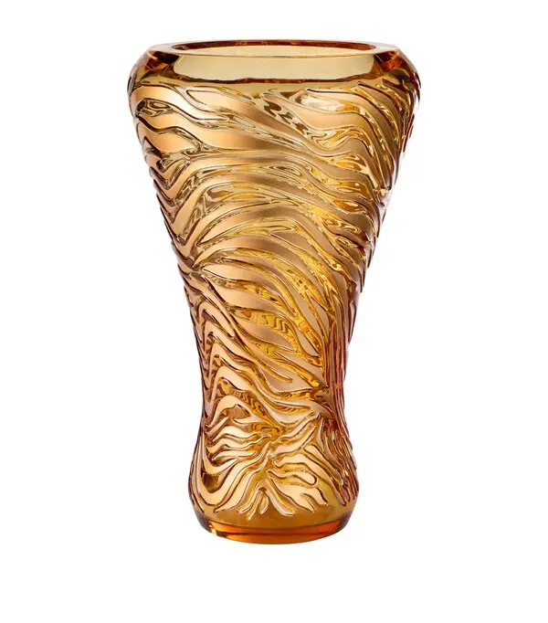 Lalique Crystal Tiger Vase - Orange