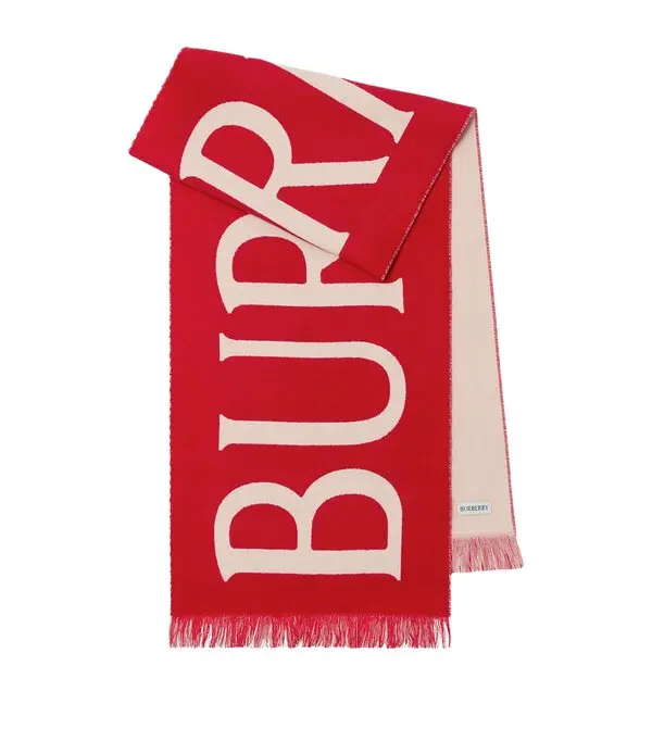 Burberry Wool Logo Scarf - Red