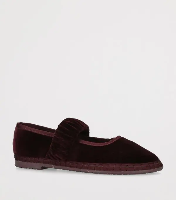 FLABELUS Velvet Mafalda Espadrilles - Burgundy