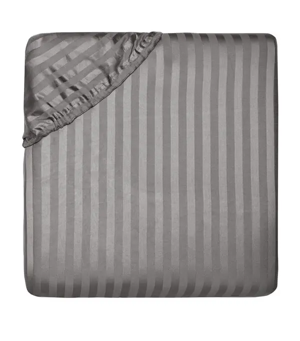PRATESI Raso Rigato Super King Fitted Sheet - Grey