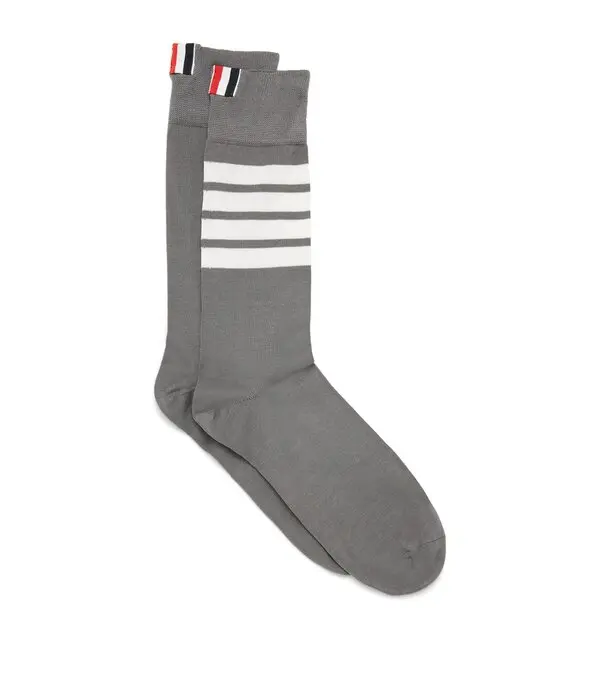 Thom Browne 4-bar Mid-calf Socks - Grey