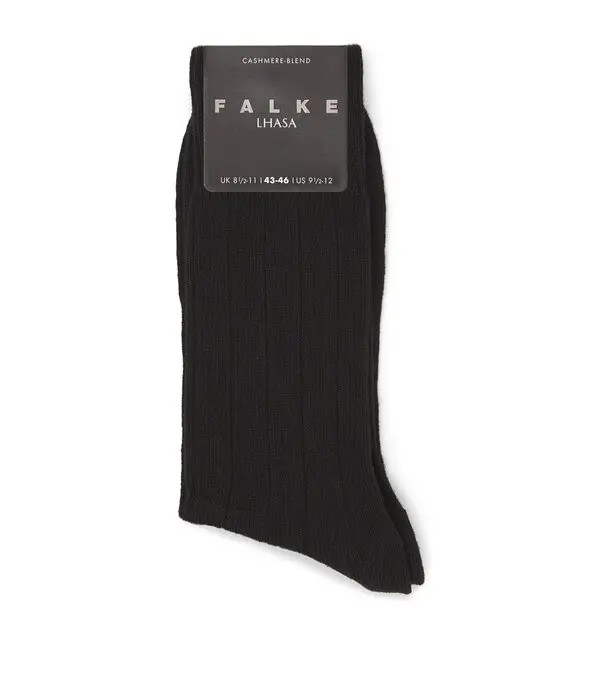 Falke Wool-cashmere Blend Lhasa Ribbed Socks - Black