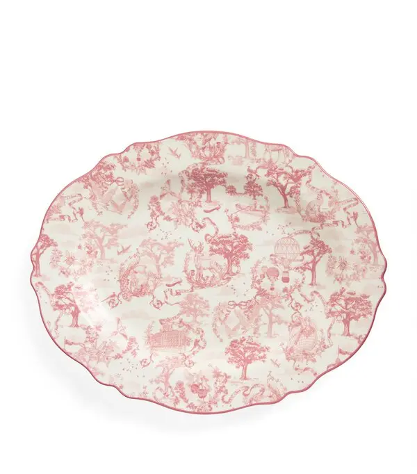Harrods Bone China Toile Platter - Pink
