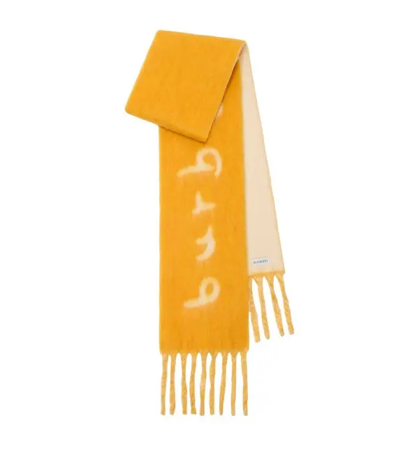 Burberry Alpaca-blend Reversible Logo Scarf - Yellow