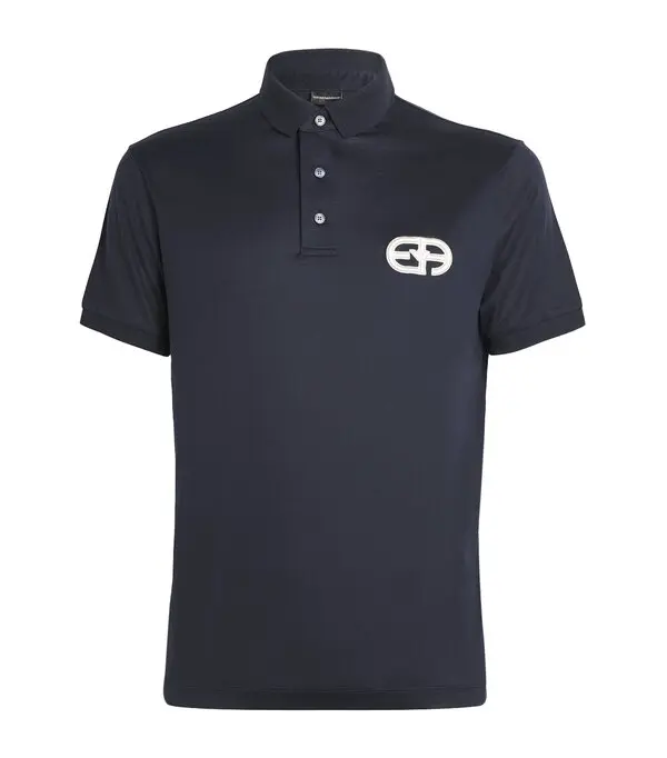 Emporio Armani Embroidered Logo Polo Shirt - Blue
