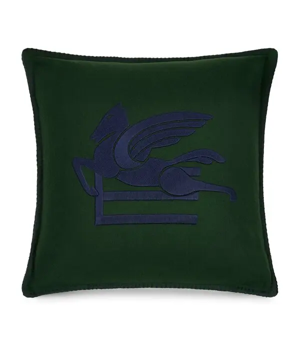 Etro Wool-blend Embroidered Ribot Cushion - Green