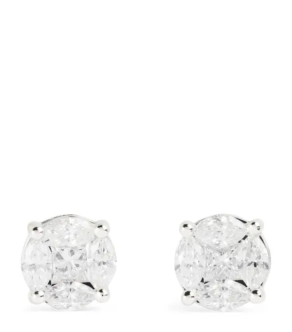 Harrods Stud Earrings With Diamonds - White