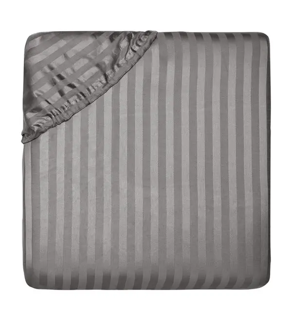 PRATESI Raso Rigato King Fitted Sheet - Grey