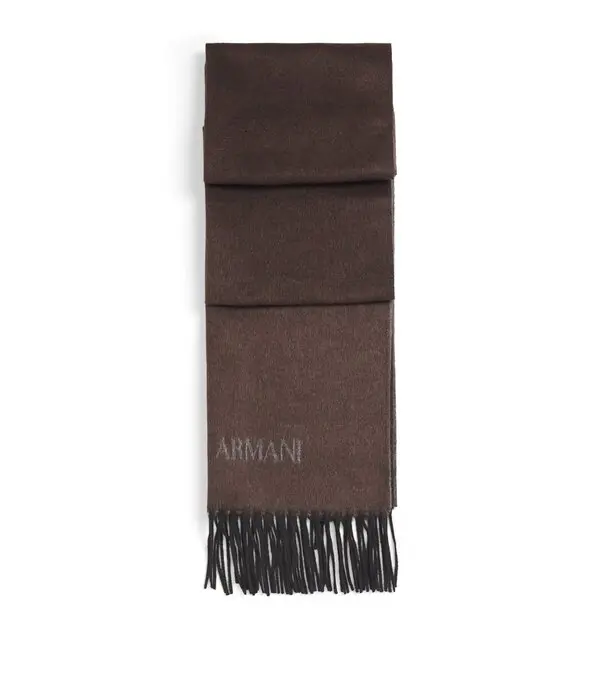 Giorgio Armani Silk-cashmere Fringe Scarf - Brown