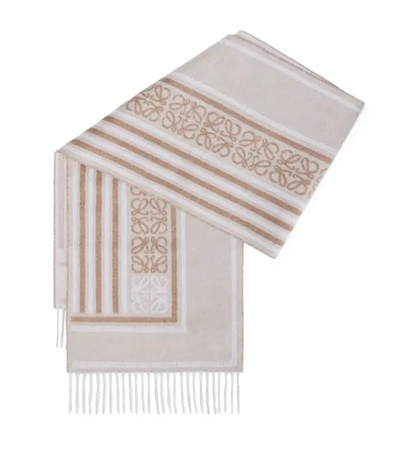Loewe Wool-cashmere Anagram Scarf - Beige