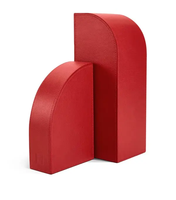 Assouline Leather Left Cubist Bookend - Red