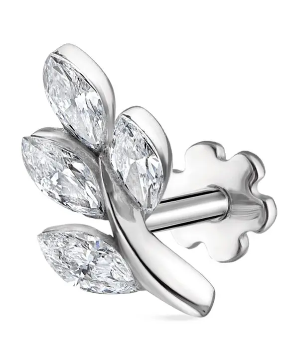 MARIA TASH Diamond Vine Threaded Stud Earring - White