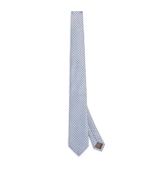 Canali Silk Jacquard Neck Tie - Blue