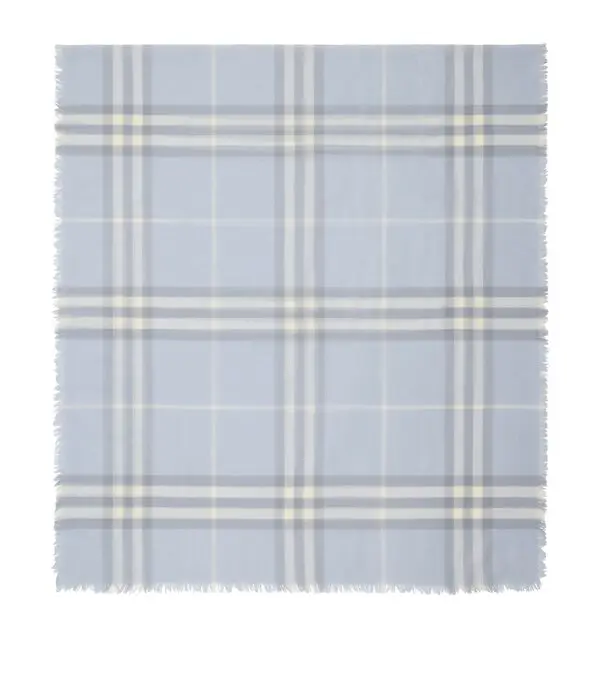 Burberry Wool Wide Check Scarf - Blue