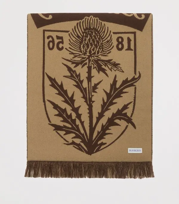 Burberry Wool Thistle Shield Scarf - Brown