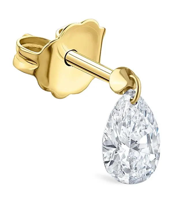 MARIA TASH Floating Pear Diamond Charm Single Stud Earring - Gold