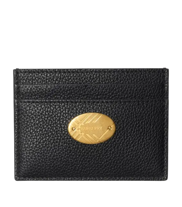 Burberry Leather Engraved Card Holder - Black