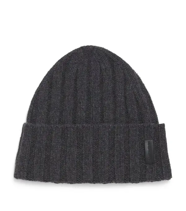 Emporio Armani Cashmere Logo Beanie - Black